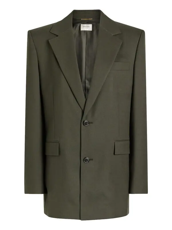 Saint Laurent Wool Blazer - Khaki