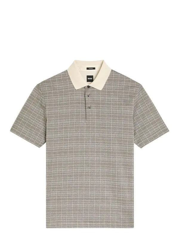BOSS Checked-jacquard Cotton Polo Shirt - Beige
