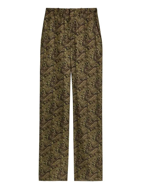 Saint Laurent Paisley Wide-leg Silk-twill Trousers - Green