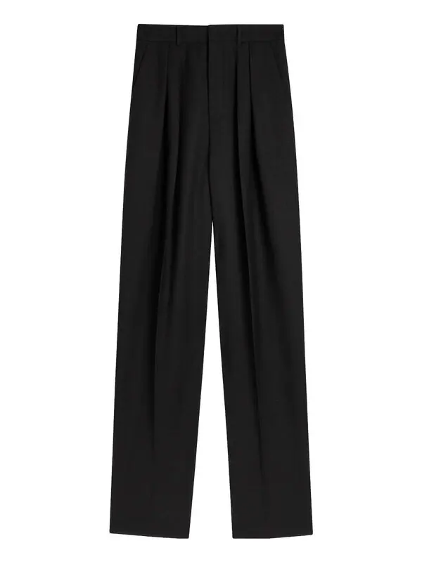 Saint Laurent Wide-leg Wool Trousers - Black