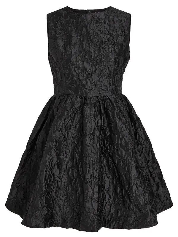 SISTER JANE Floral-jacquard Cloqué Mini Dress - Black
