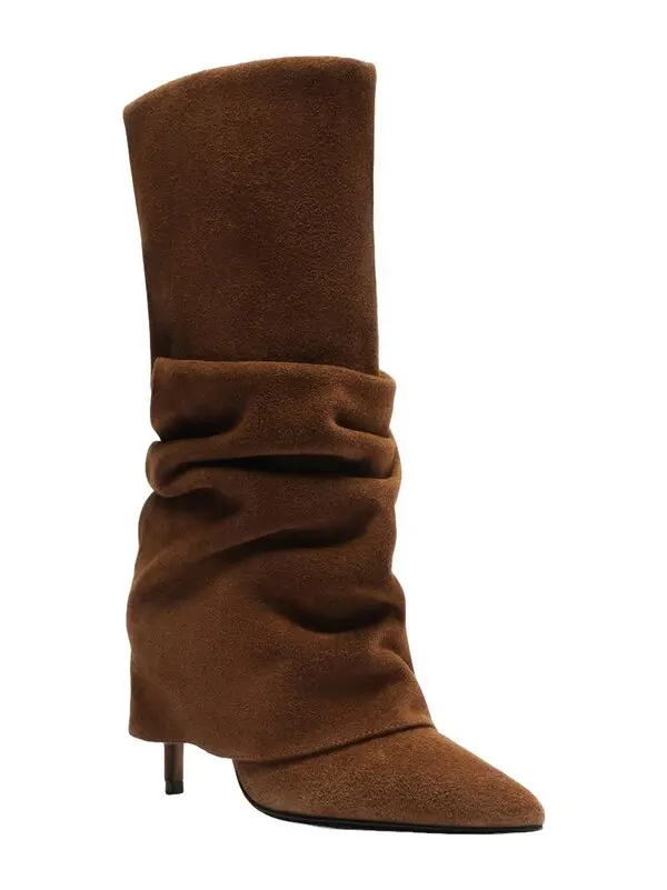 Schutz Mikki Up Cloak Pointed Toe Boot - Pecan Brown
