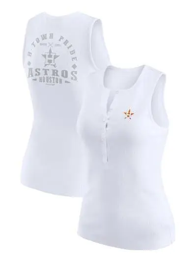 WEAR BY ERIN ANDREWS Houston Astros Rib-knit Henley Tank Top - White