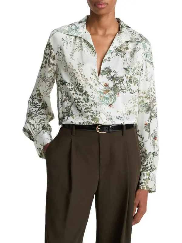 Vince Silk Button-up Shirt - Cream Fresco