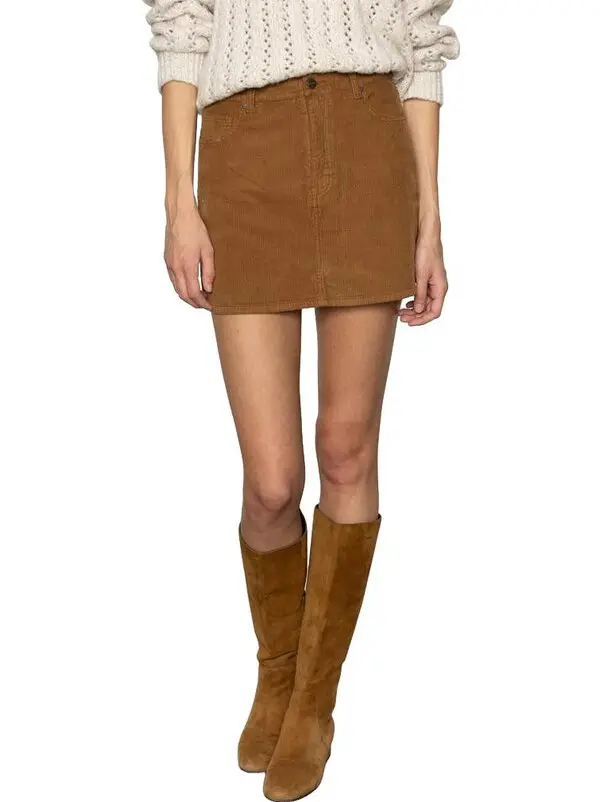 Sanctuary Briar Stretch Cotton Corduroy Miniskirt - Bronze