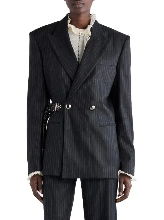 Isabel Marant Nahia Pinstripe Wool-blend Blazer - Black