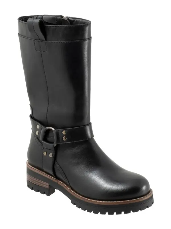 Softwalk Lug Sole Leather Boots - Black