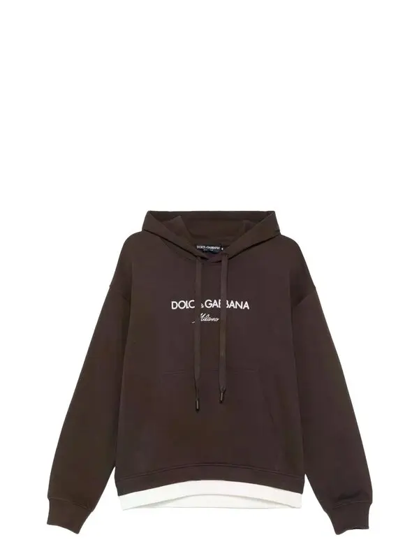 Dolce & Gabbana Embroidered Cotton Hoodie - Brown