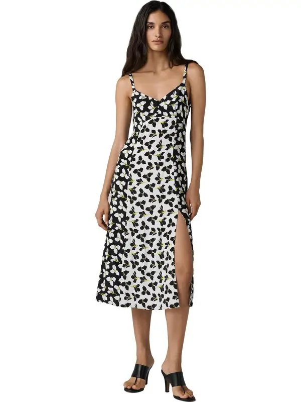 Diane Von Furstenberg Cordelia Midi Dress - Graphic Flower Small White