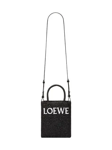 Loewe Standard A5 Raffia Tote Bag - Black/white