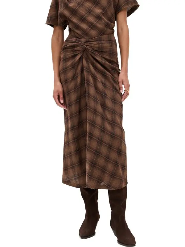 Isabel Marant Nicole Checked Skirt - Dark Bronze