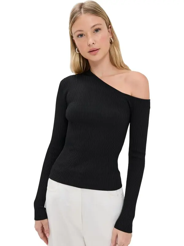 Staud Lois One-shoulder Top - Black