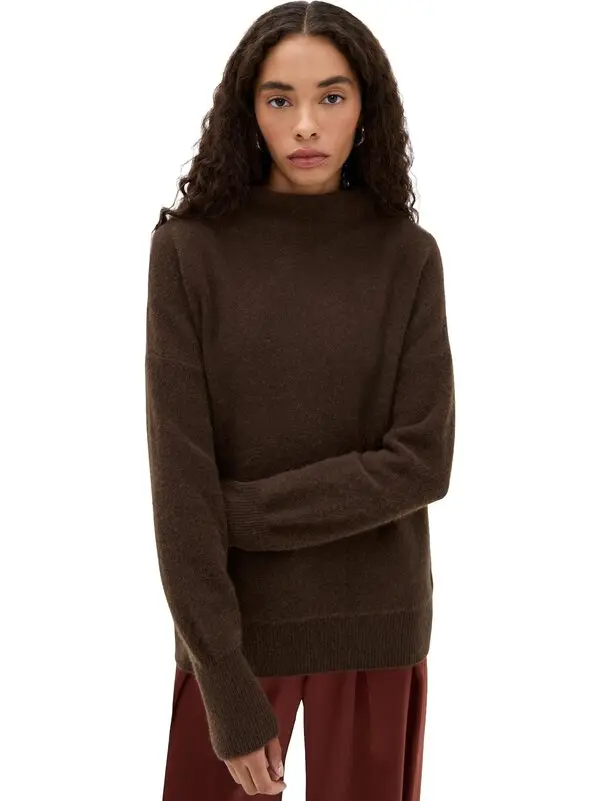 Vince Boiled Funnel Neck Cashmere Pullover - Truffle