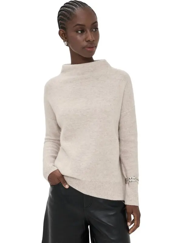 Vince Boiled Cashmere Funnel Neck Pullover - Marble