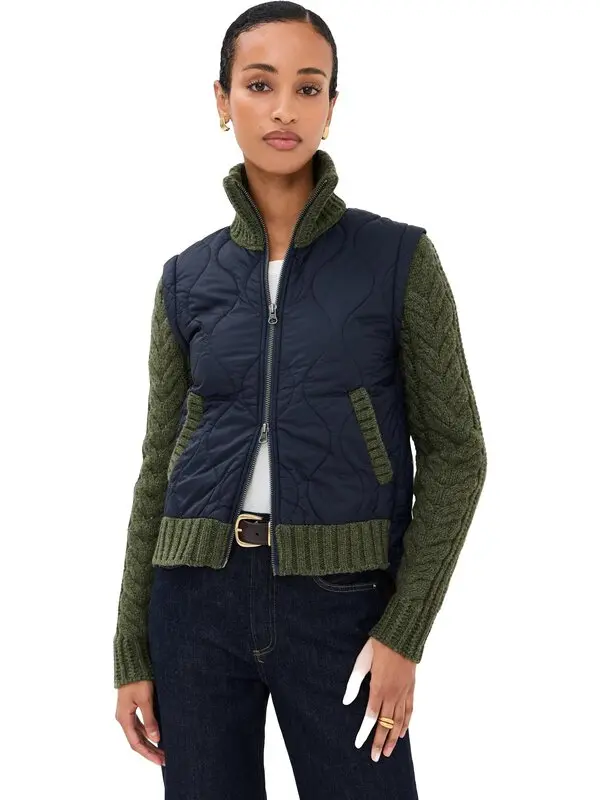 Veronica Beard Patra Mixed Media Jacket - Navy/army Melange