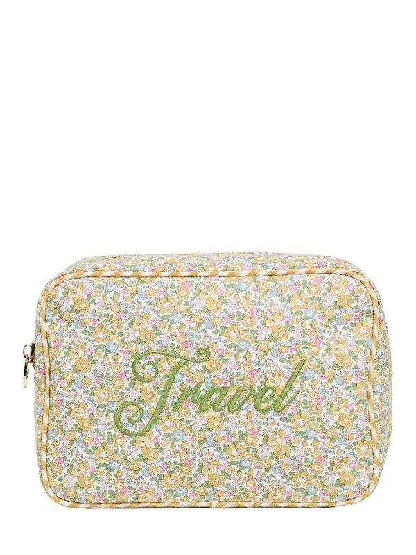 Stoney Clover Lane Travel Embroidered Large Pouch - Cream