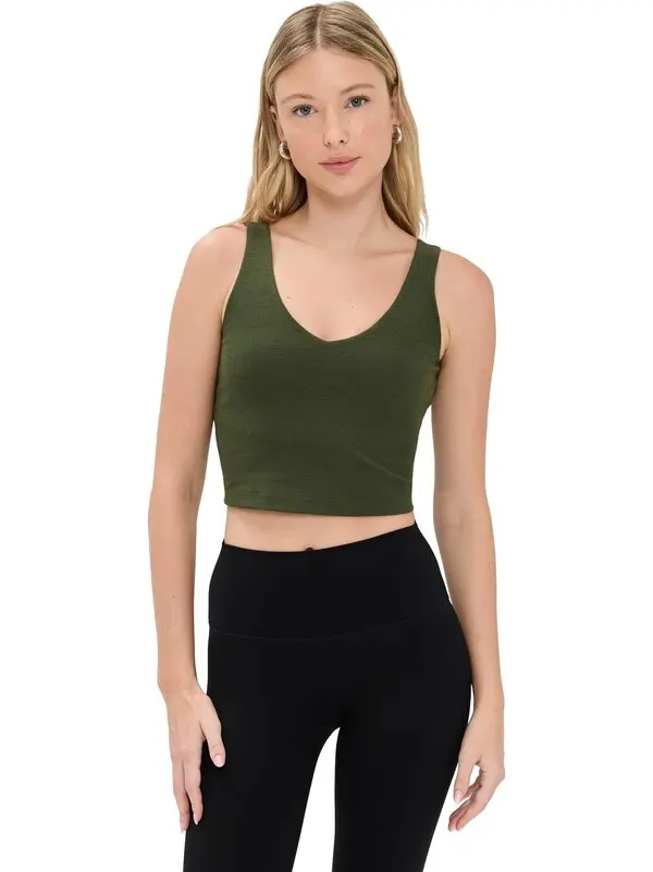Beyond Yoga Spacedye Cropped Tank - Army Green Heather