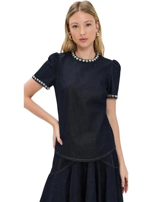 Zimmermann Embellished Denim Top - Night Sky