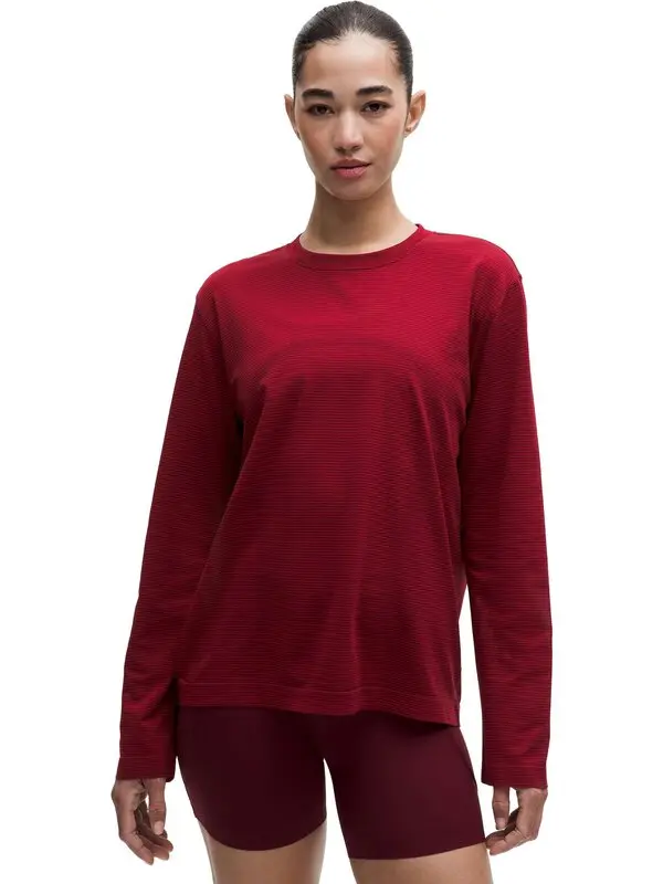 Lululemon Relaxed Long-sleeve Shirt - Tempo Stripe Burgundy Bay/oxford Red