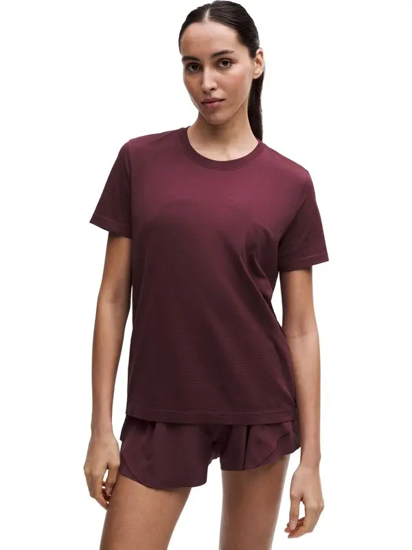 Lululemon Swiftly Relaxed Short-sleeve Shirt - Burgundy Bay/burgundy Bay