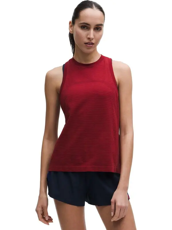 Lululemon Swiftly Relaxed Tank Top - Tempo Stripe Burgundy Bay/oxford Red