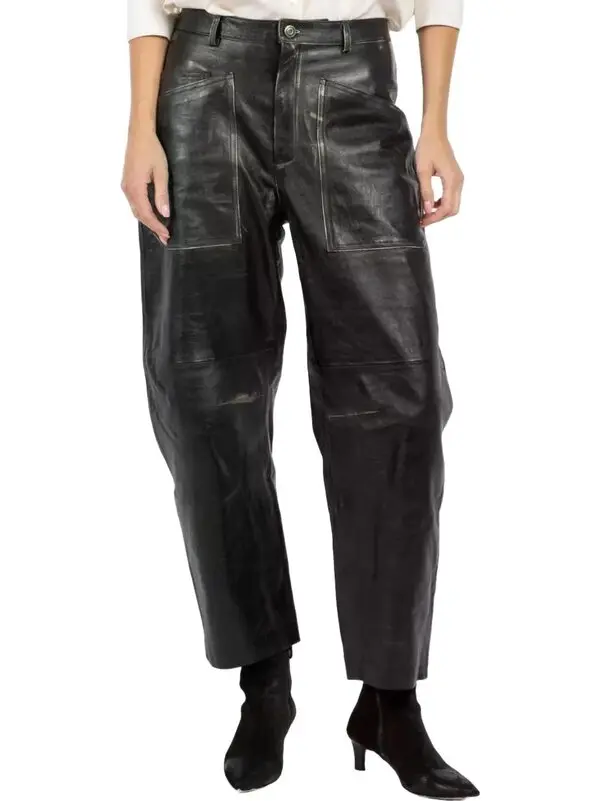 GIORGIO BRATO Leather Pocket Trousers - Black