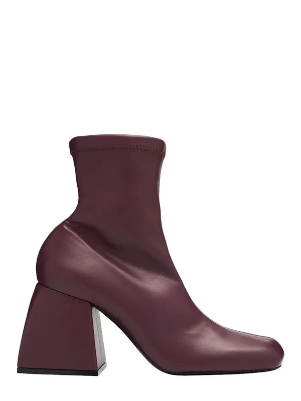 NODALETO Bulla Miula Leather Ankle Boots - Dark Red