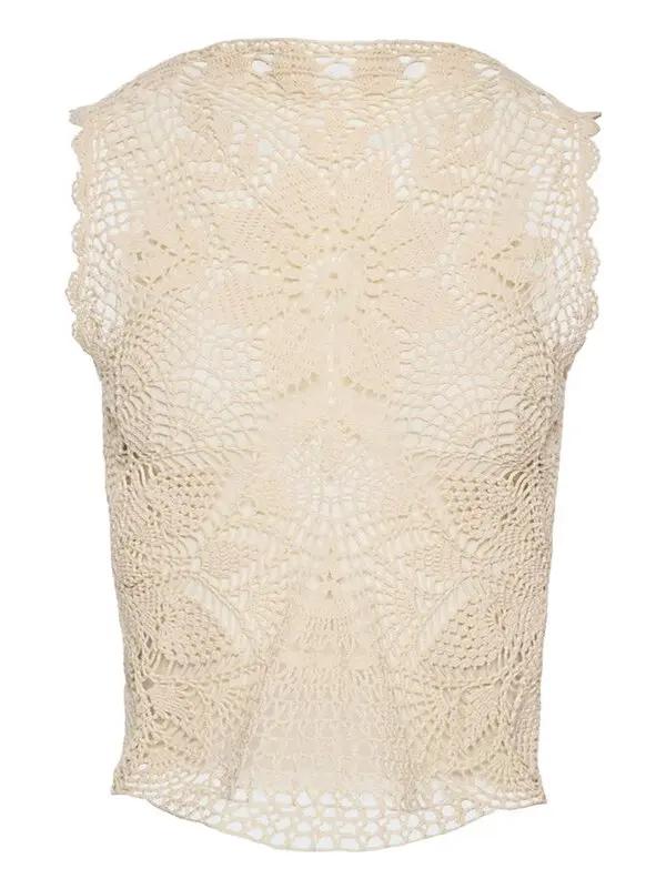 Magda Butrym Lace Crochet Top - Ivory