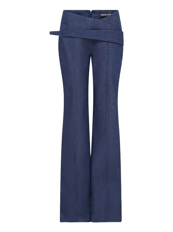 David Koma Asymmetric Denim Trousers - Blue