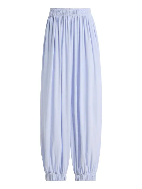 BIRROT Lay1 Gathered Crepe Wide-leg Pants - Light Blue