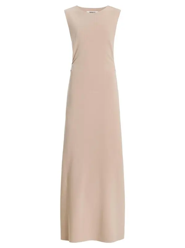 BIRROT Lay2 Draped Crepe Midi Dress - Neutral