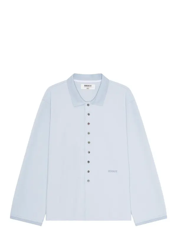 BIRROT Lay2 Ribbed-collar Shirt - Light Blue