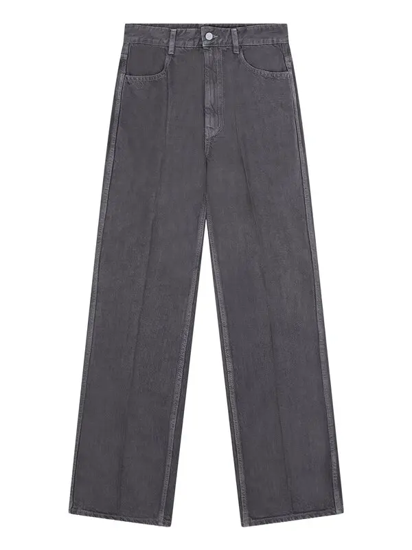 BIRROT Mid-rise Straight-leg Denim Pants - Grey