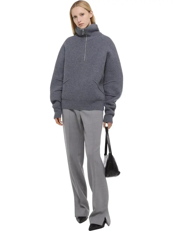 Helmut Lang Apex Quarter-zip Sweater - Med Grey