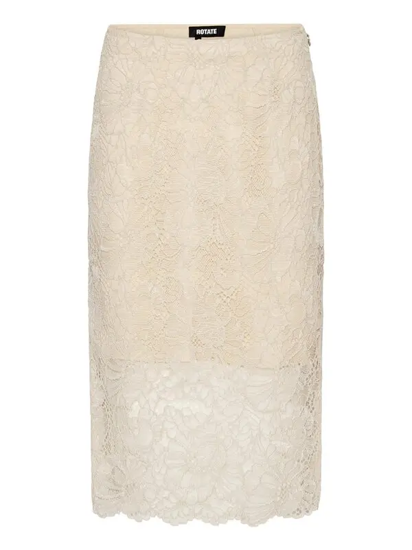 ROTATE BY BIRGER CHRISTENSEN Lace Midi Pencil Skirt - Light Grey