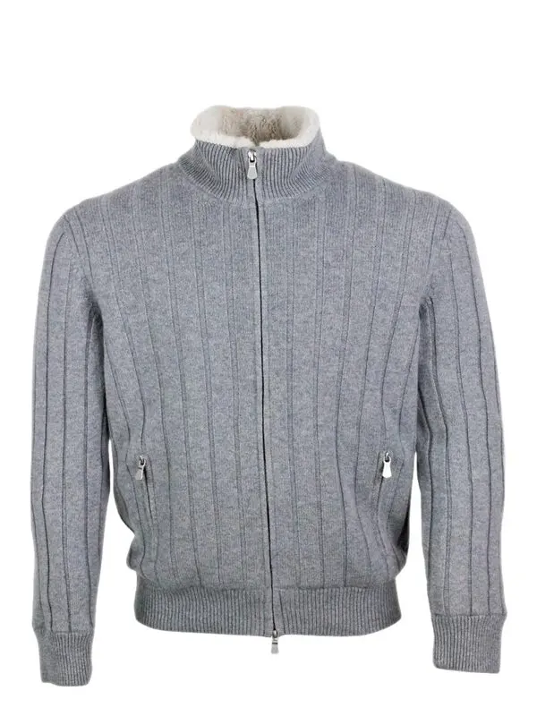 BARBA NAPOLI Cashmere Bomber Jacket - Grey