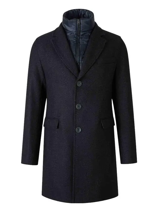 Herno Quilted Long Coat - Navy Blue