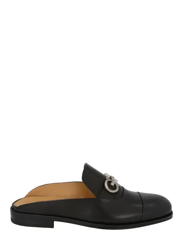 FERRAGAMO Gancini Loafer Mules - Black