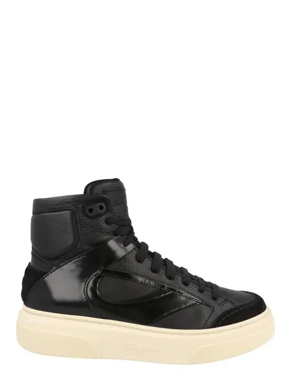 FERRAGAMO Cassio Leather High-top Sneaker - Black