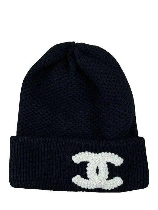 Chanel Cc Logo Beanie - Black/white