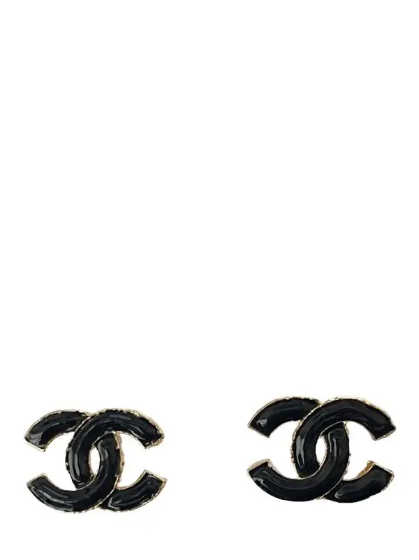 Chanel Cc Logo Earrings - Gold/black (abc254)