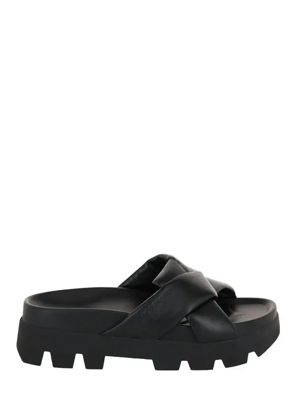 FERRAGAMO Air Lug Leather Sandals - Black