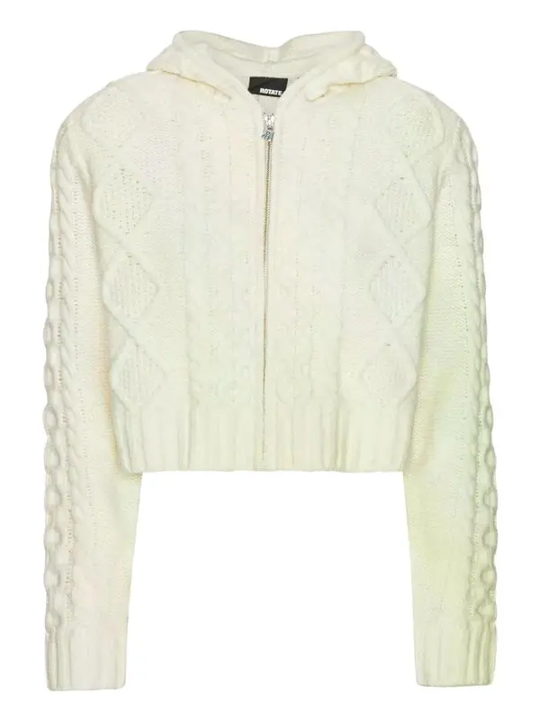 ROTATE BY BIRGER CHRISTENSEN Cable-knit Hooded Cardigan - White