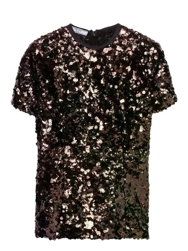 Prada Sequin-embellished Top - Brown