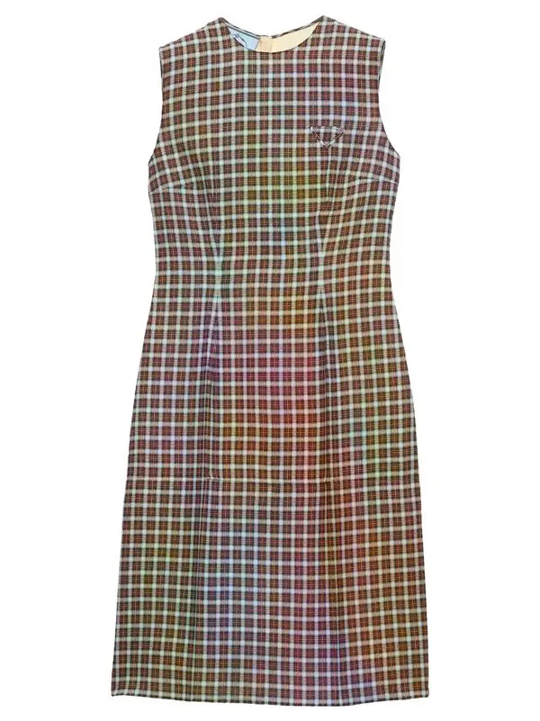 Prada Checked Midi Dress - Brown