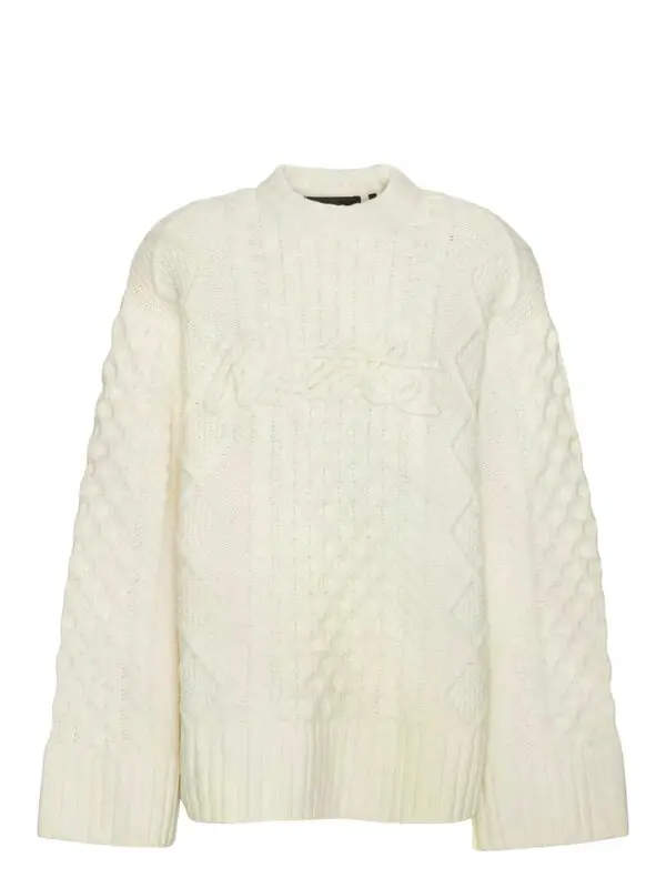 Remain Birger Christensen Cable-knit Crew-neck Sweater - White