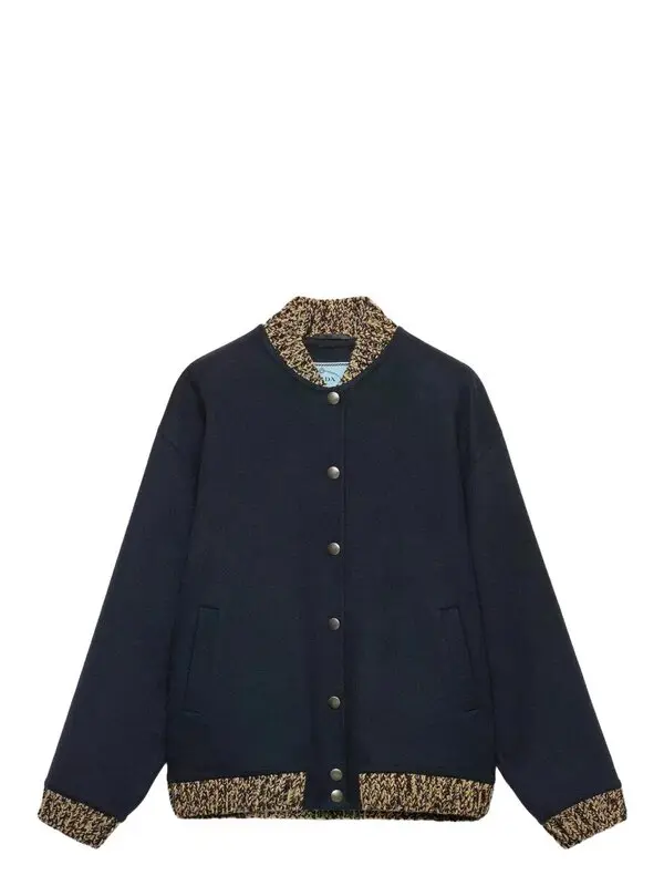 Prada Knit-trimmed Wool Bomber Jacket - Blue
