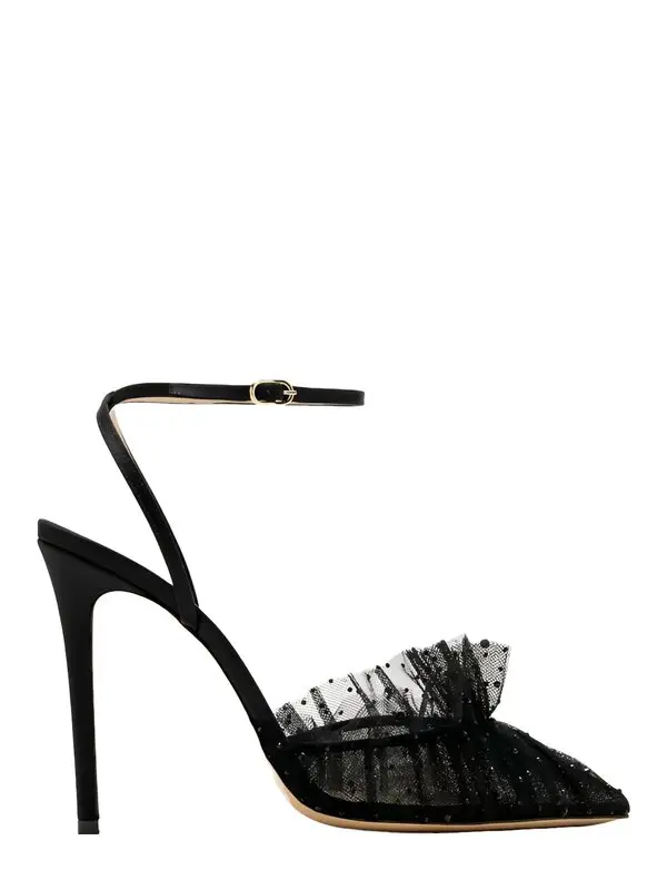 ANDREA WAZEN 105mm Franca Embellished Ruffle Pumps - Black