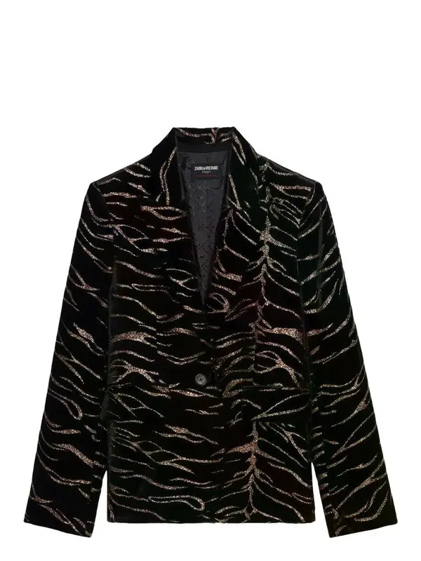 Zadig&Voltaire Tiger-stripe Velvet Blazer - Black