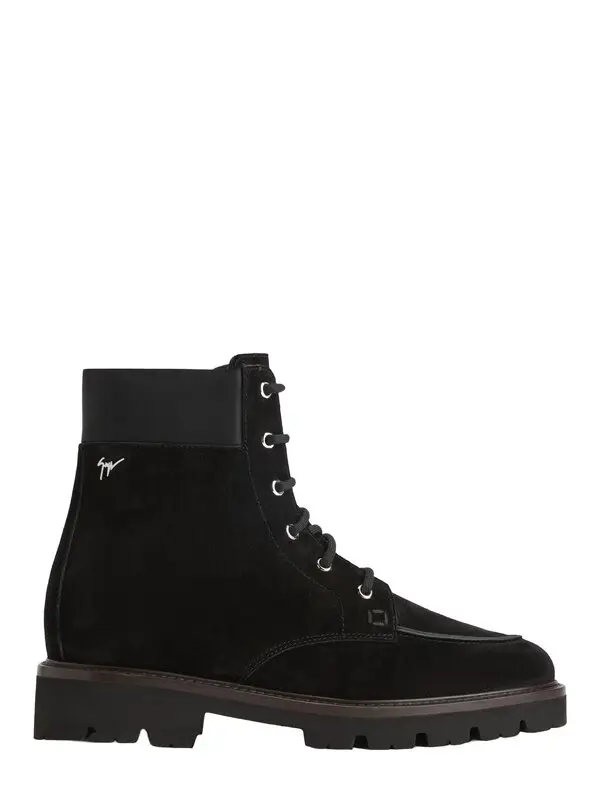GIUSEPPE ZANOTTI Zheno Lace-up Suede Ankle Boots - Black